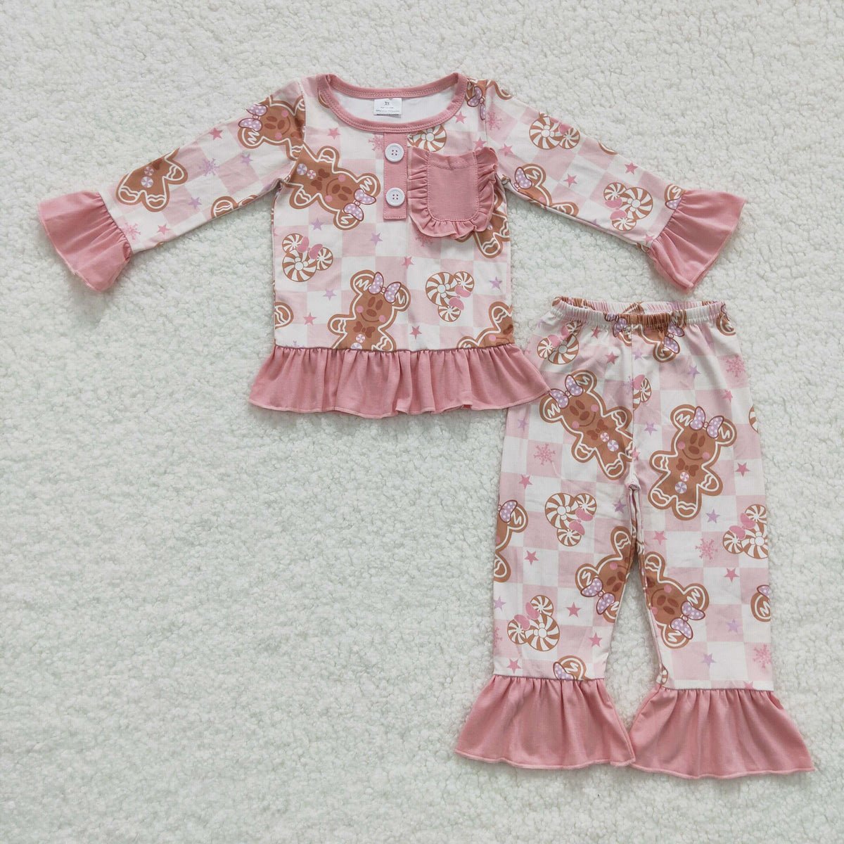 Girls Pink Gingerbread Pajamas – ZHOHAO03
