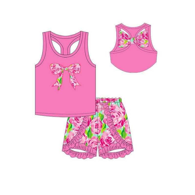 Pre-order GSSO1605 Girls rose floral bow outfits(Deadline Dec.4) – ZHOHAO03