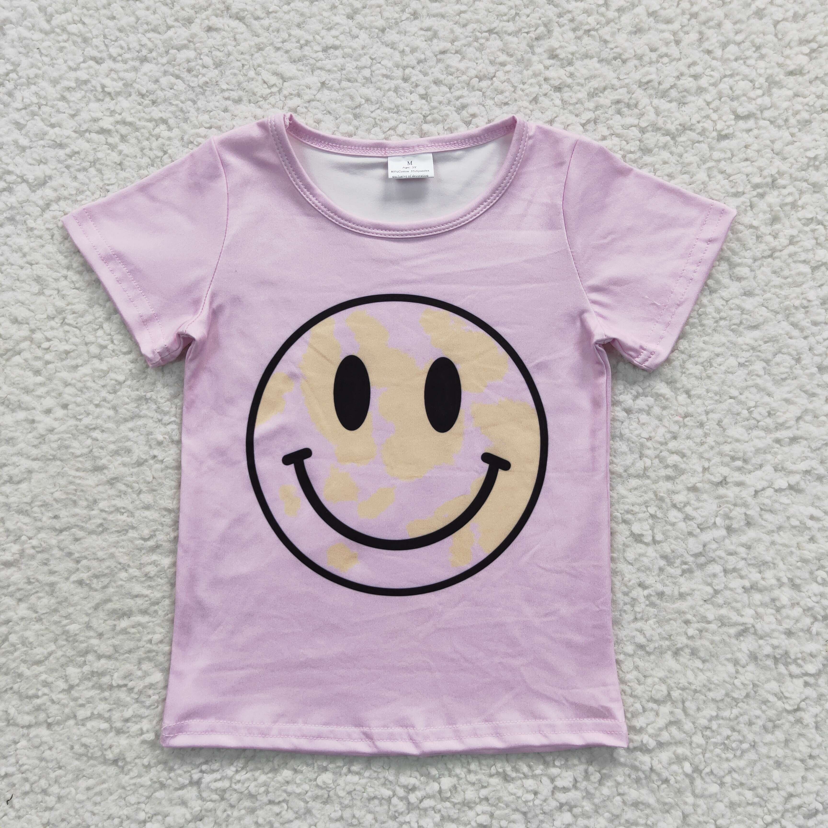 Girls Smiling Face T-shirt Short Sleeves – ZHOHAO03