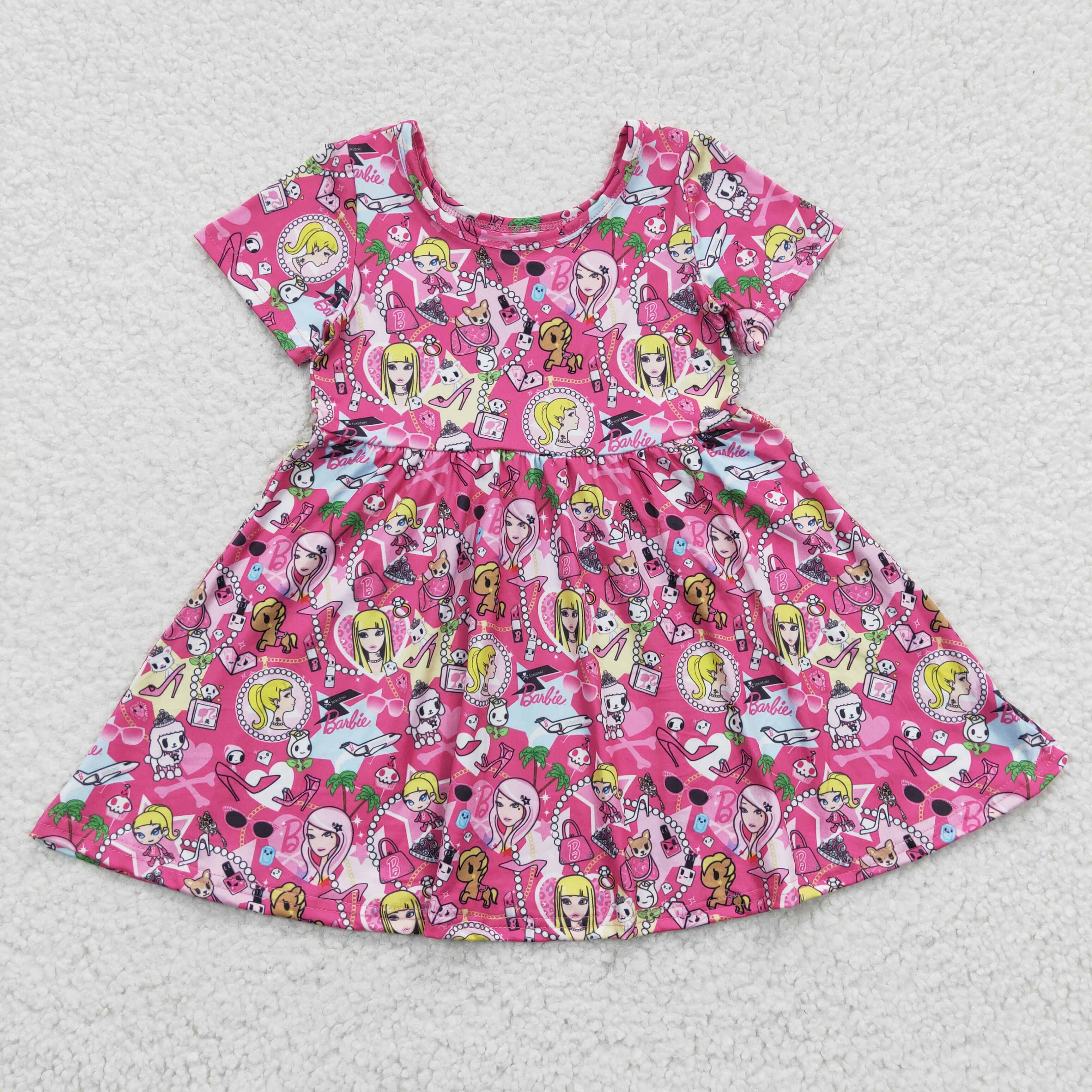 Girls Pink Barbie Dress Short Sleeves – ZHOHAO03