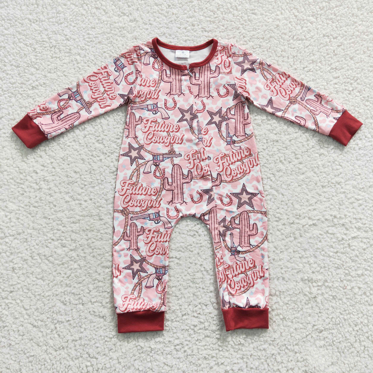 Baby Future Cowgirl Rompers Zipper Sleeper Milk silk – ZHOHAO03