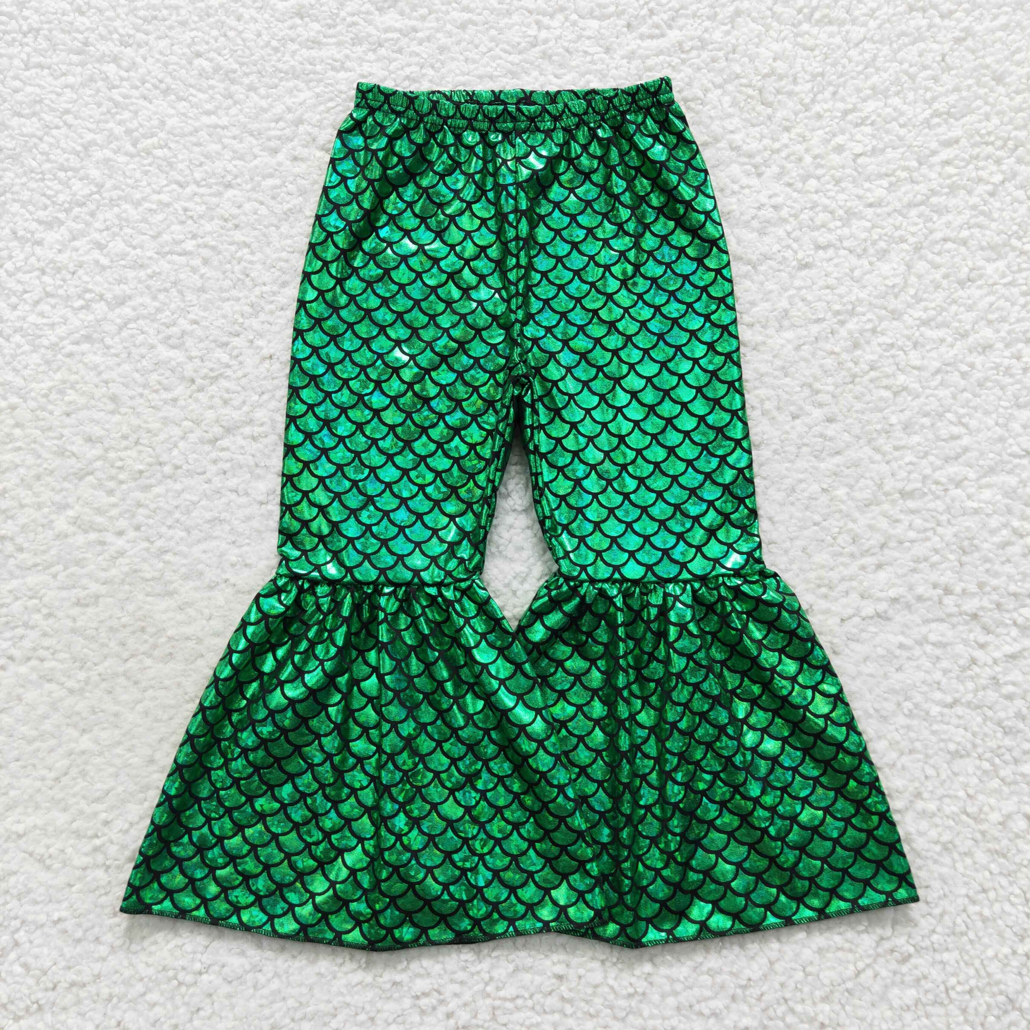 Girls Fish Scale Bell Bottom Pants Satin – ZHOHAO03