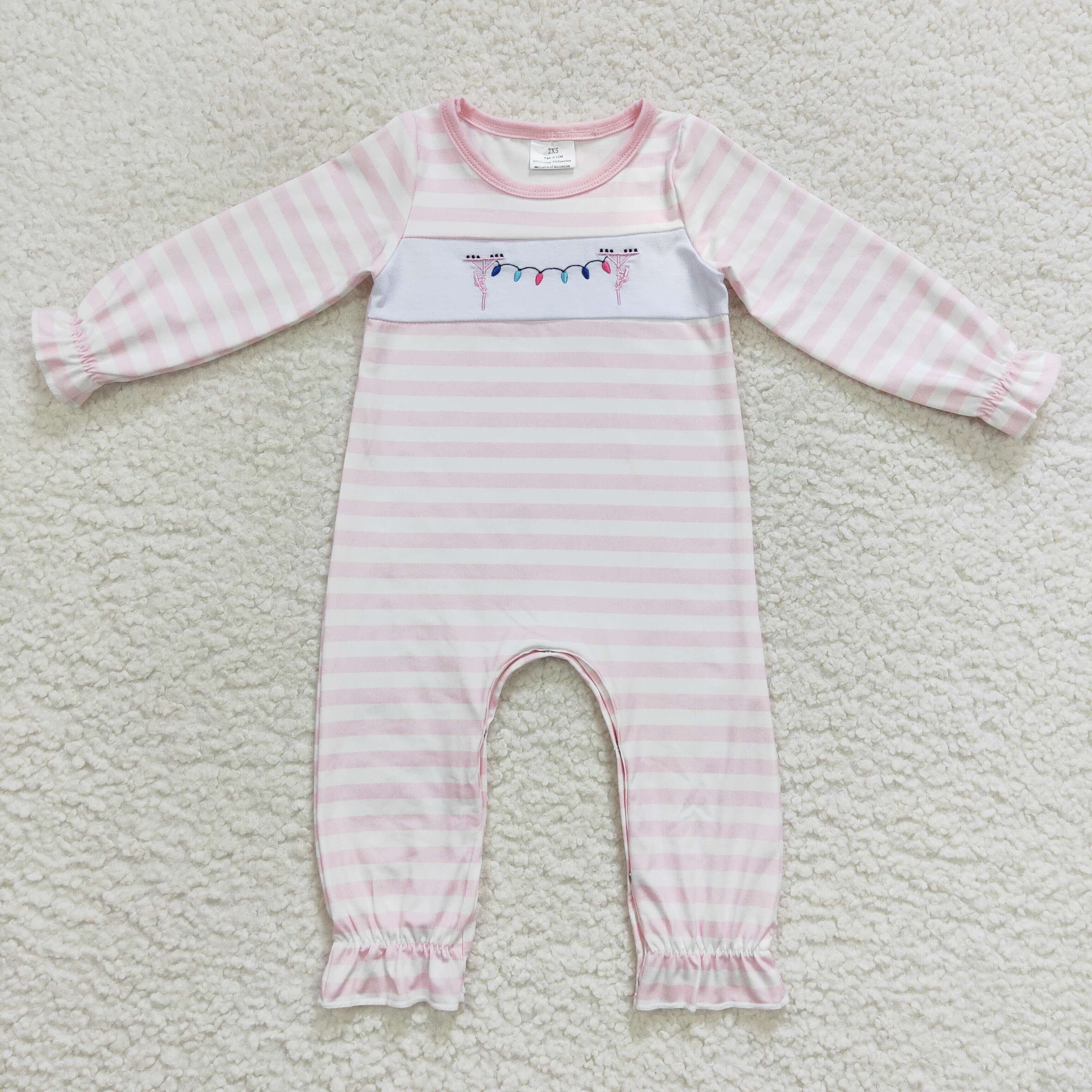 LR0582 LR0582 Baby Christmas Lights Romper Embroidery – ZHOHAO03