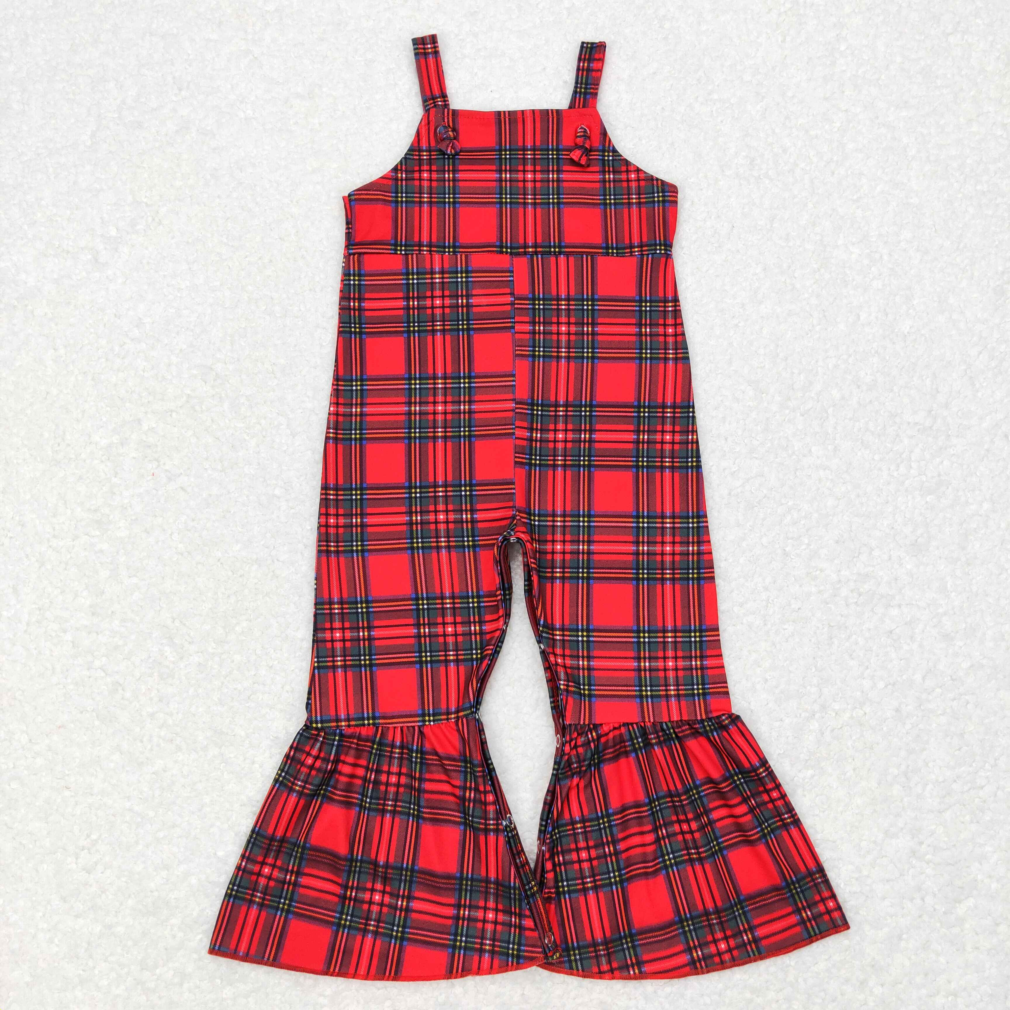 Girls Red Checked Overalls – ZHOHAO03