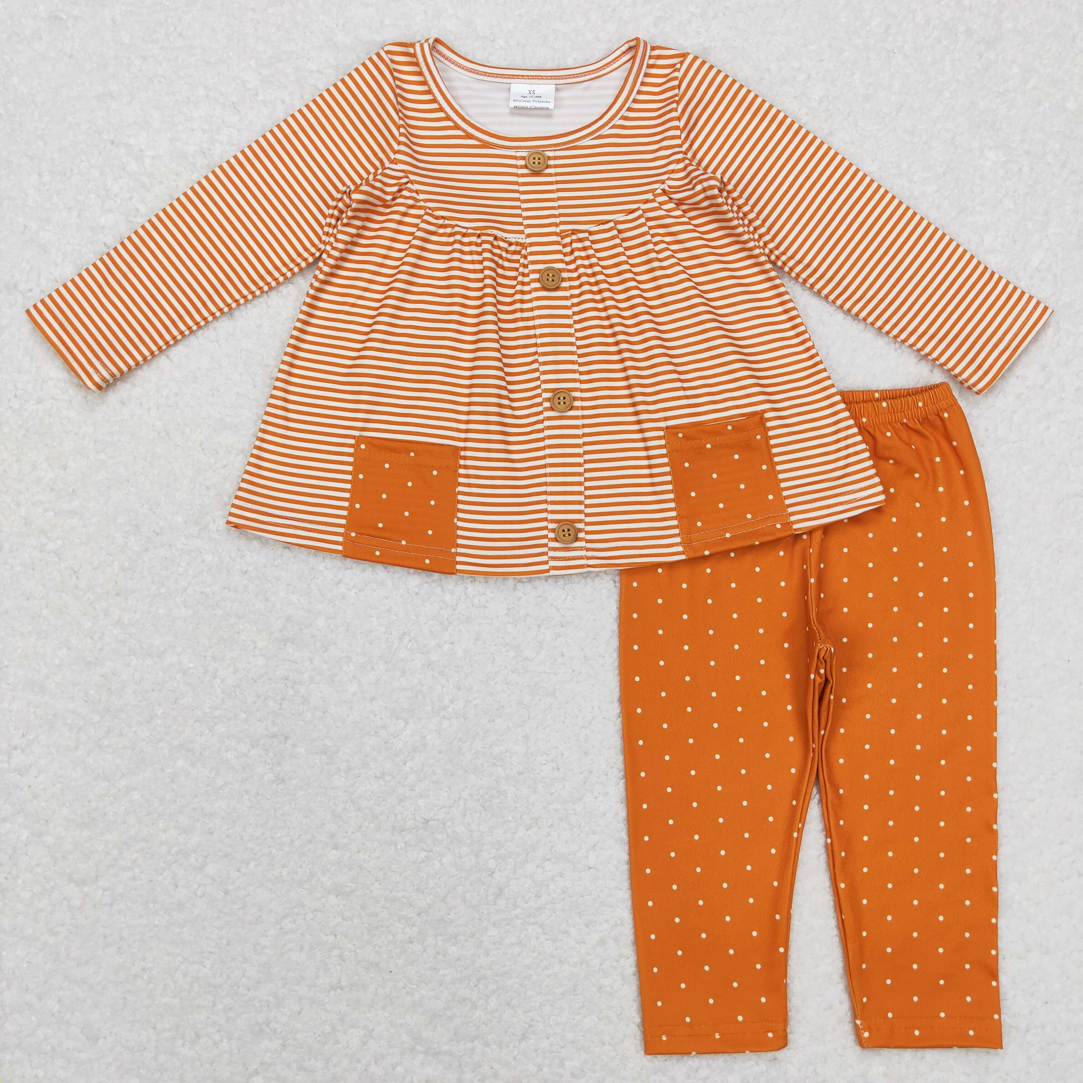 Girls Orange Stripe Outfits – ZHOHAO03
