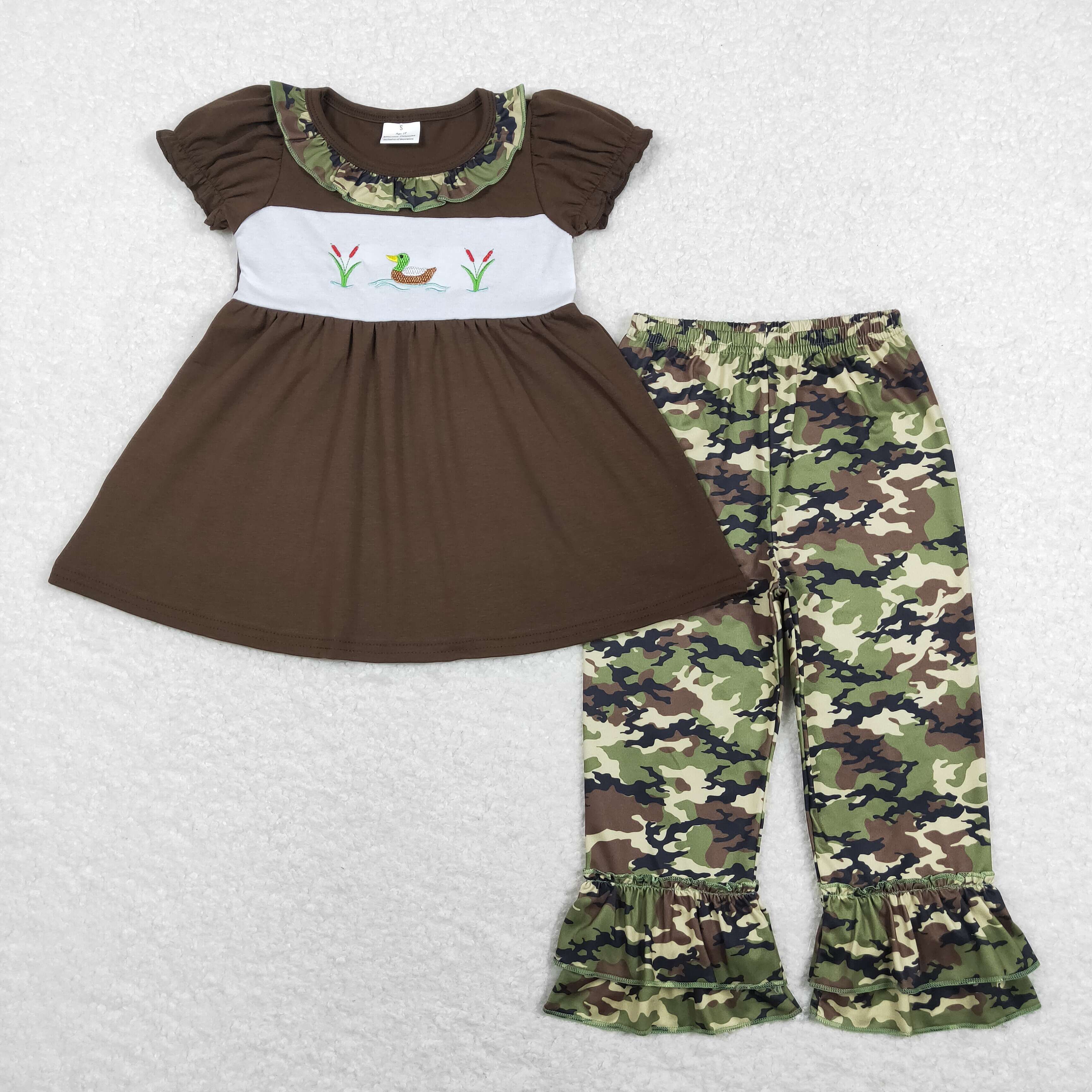 GSPO1088 Girls Camo Duck Outfits Embroidery – ZHOHAO03