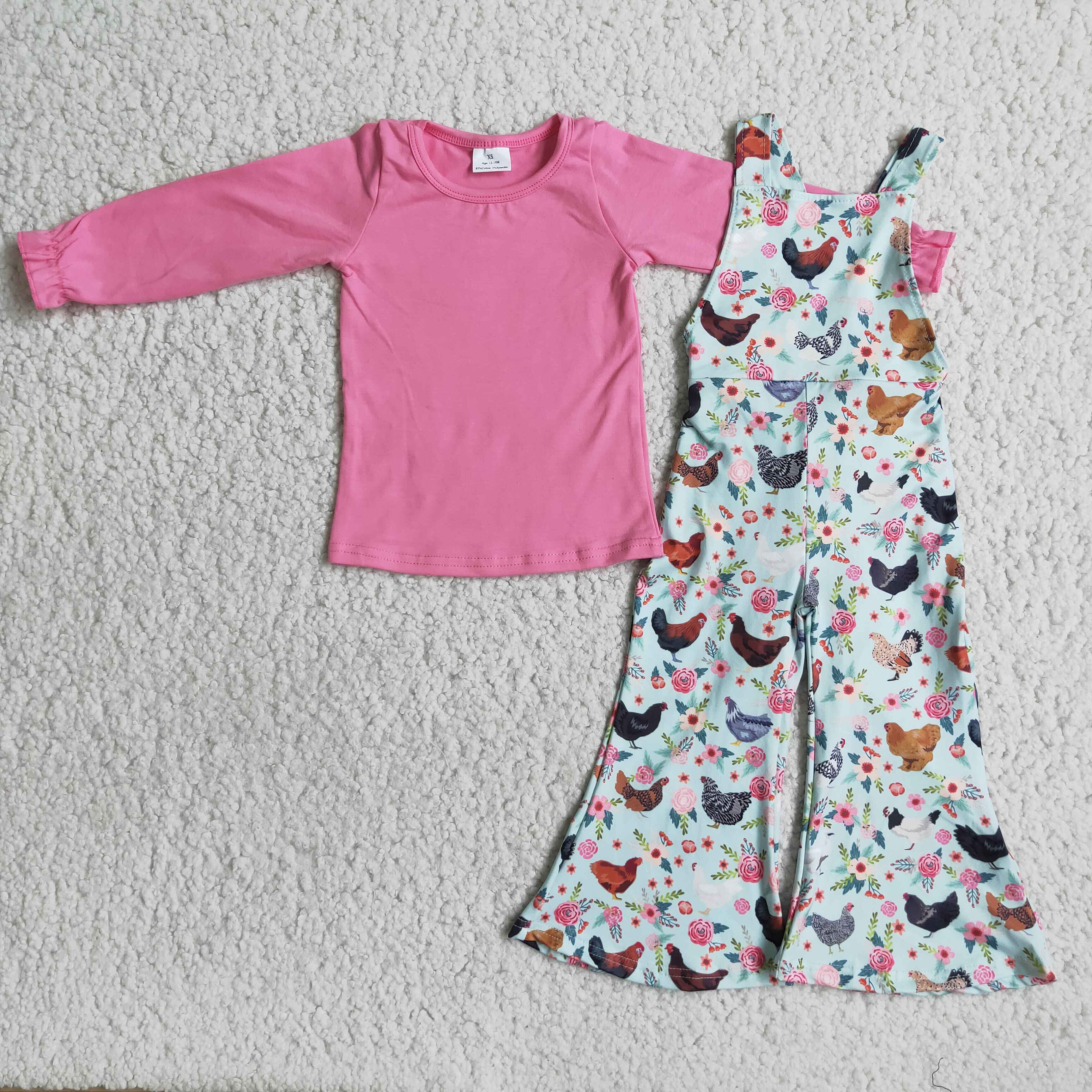 Girls Chicken Outfits Long Sleeves Overalls – ZHOHAO03