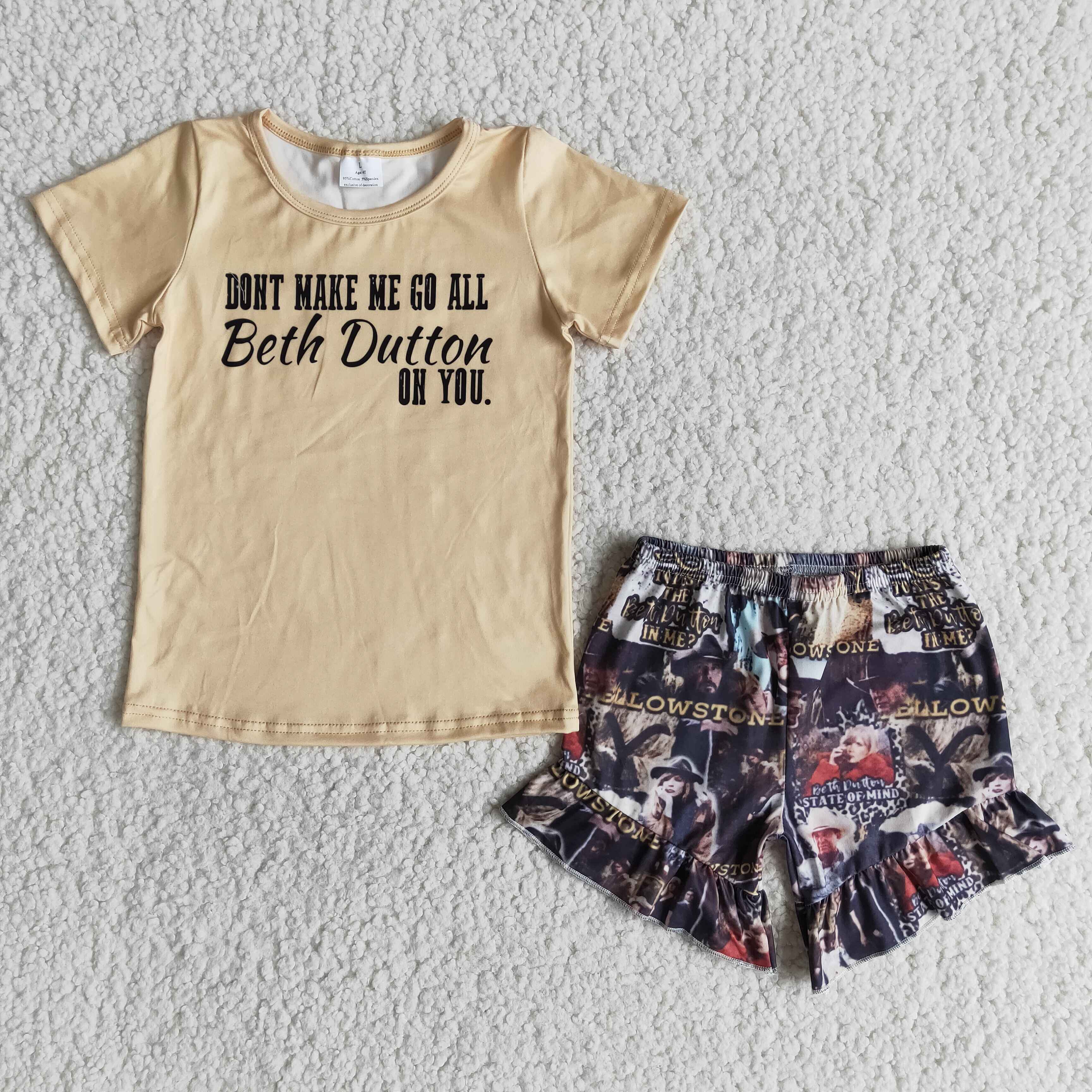 Girls Beth Dutton Outfits Short Sleeves Shorts – ZHOHAO03