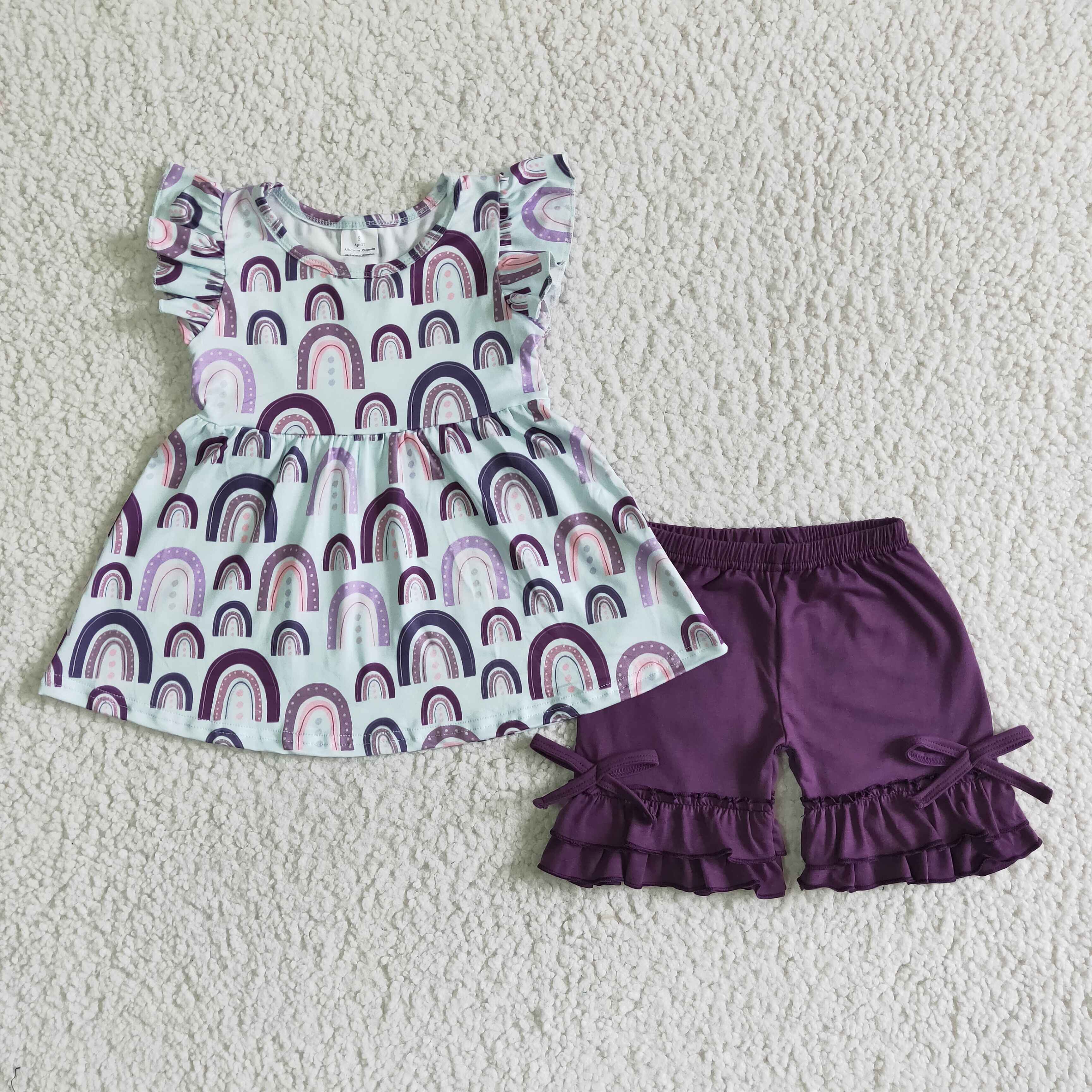 Girls Be Kind Outfits Short Sleeves Purple Shorts – ZHOHAO03