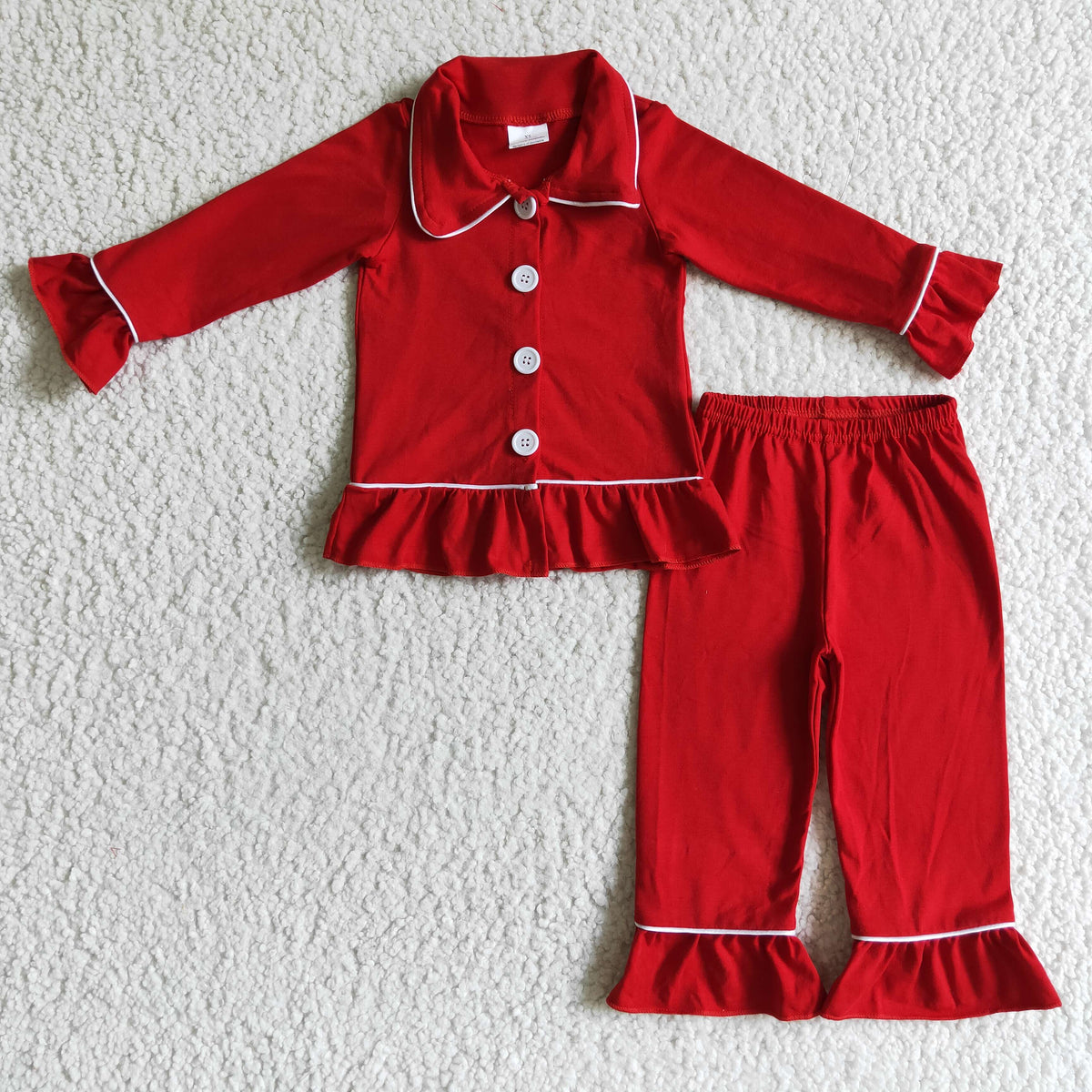 Girls Red Pajamas Long Sleeves Pants – ZHOHAO03
