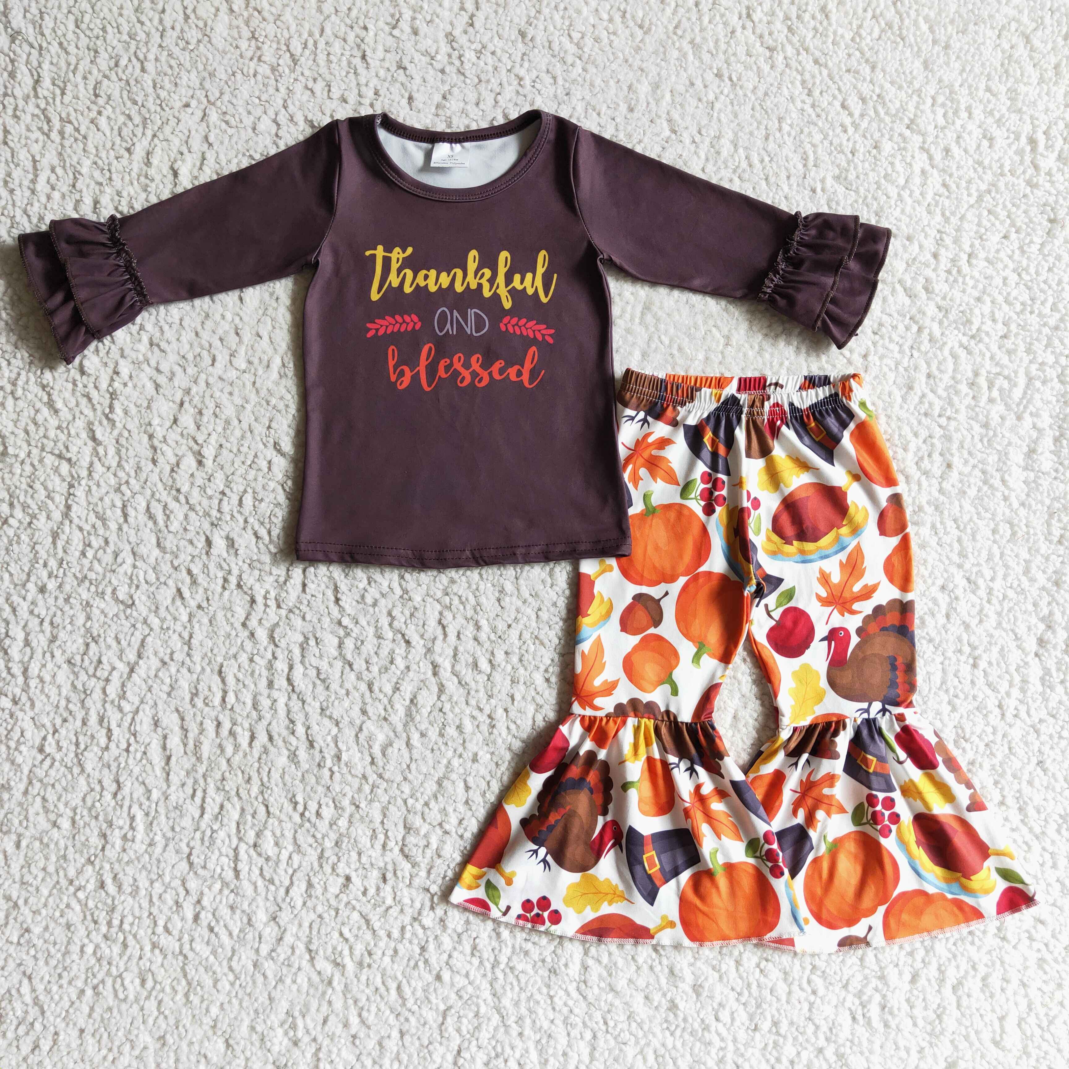 Girls Thankful Blessed Outfits – ZHOHAO03