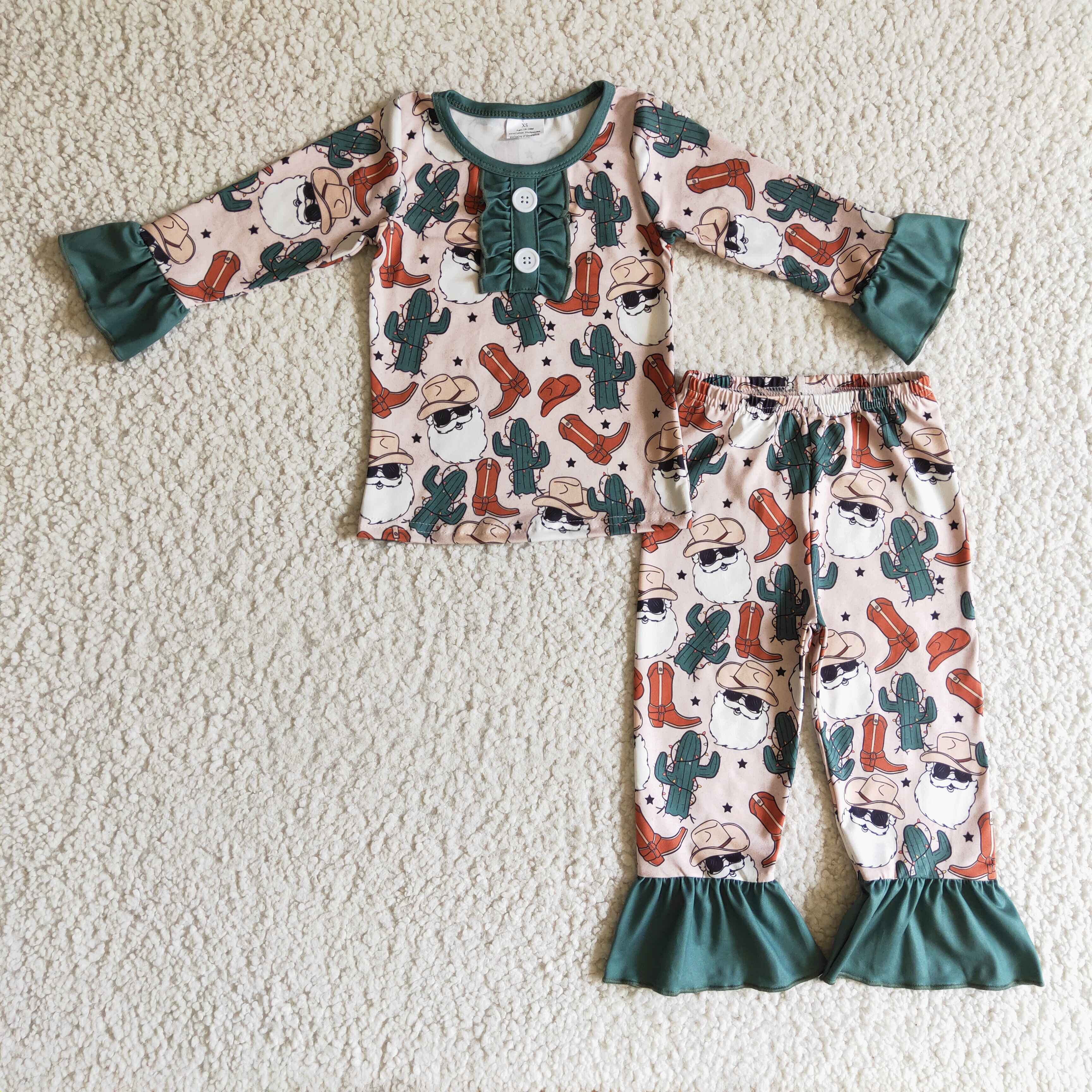 Girls Christmas Santa Cactus Pajamas – ZHOHAO03