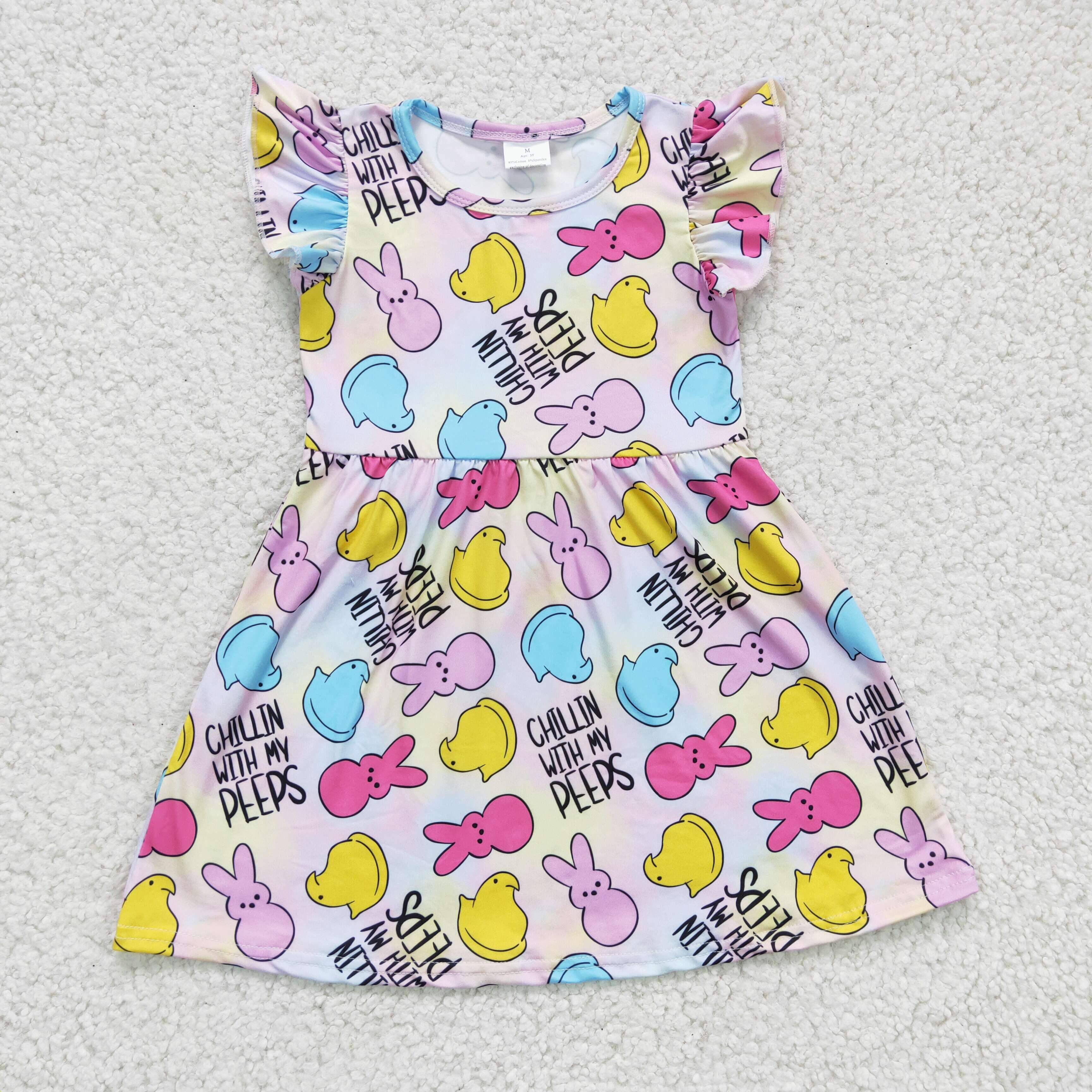 Girls Easter Peeps Dress Flutter Sleeves – ZHOHAO03