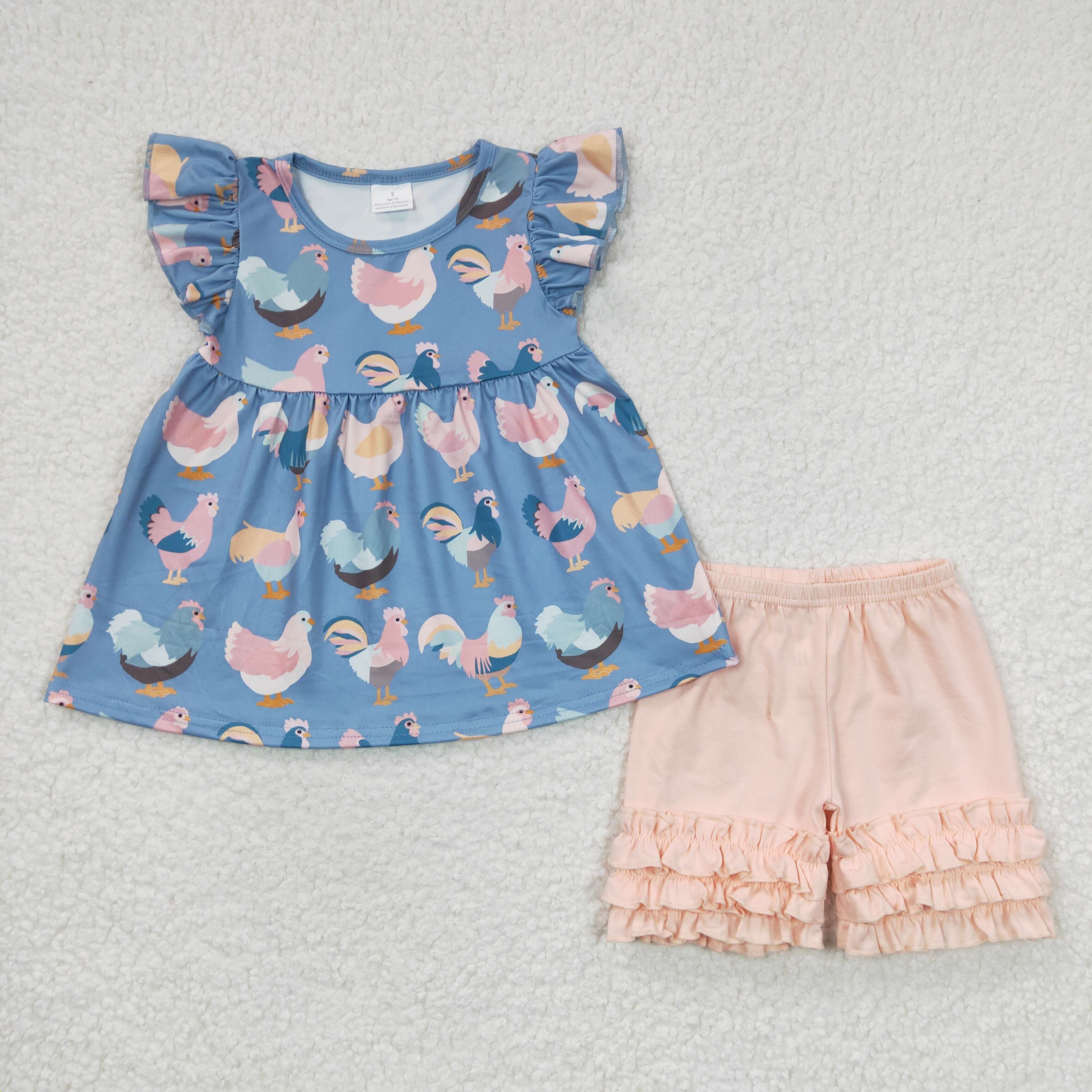 Girls Chicken Outfits Pink Shorts – ZHOHAO03