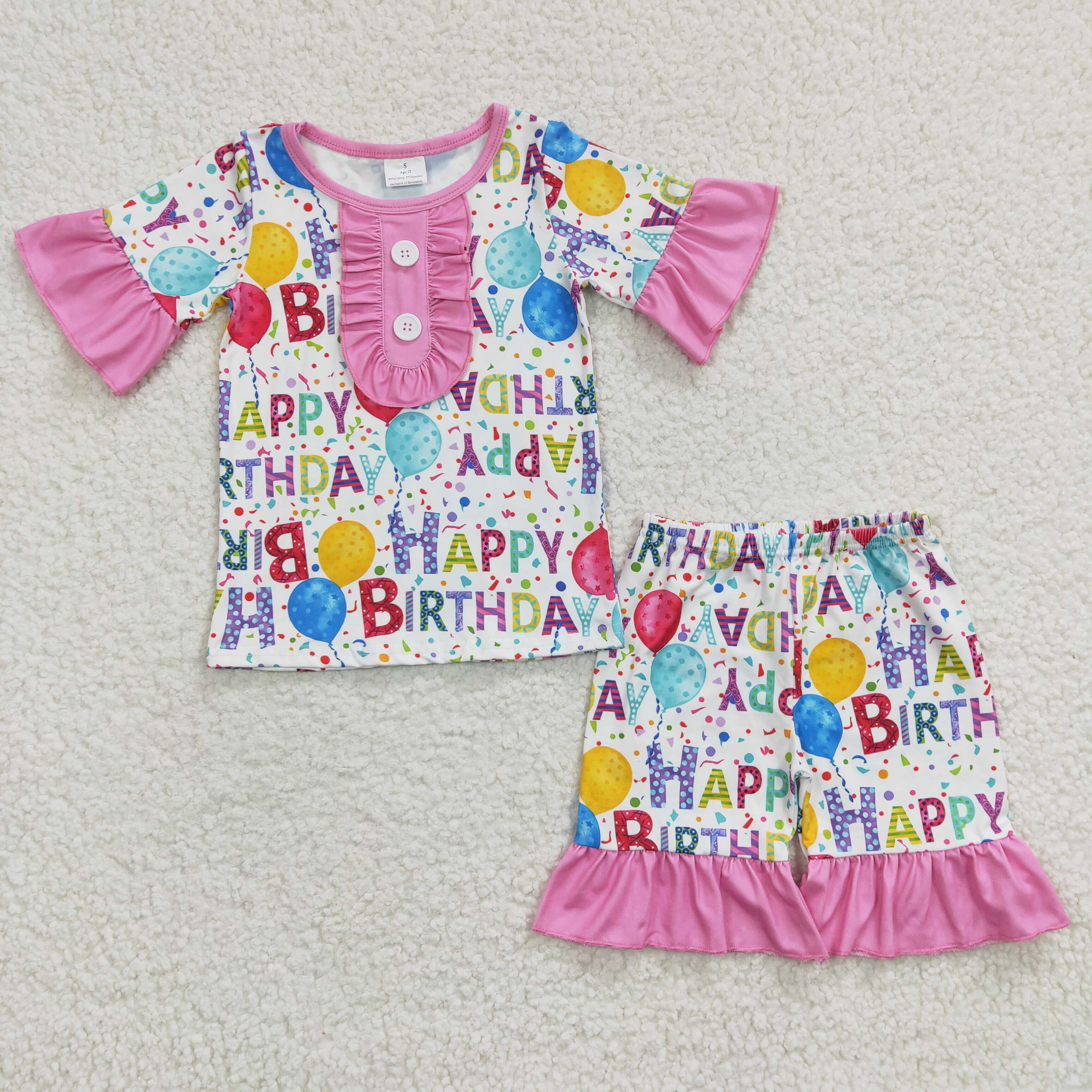 Girls Happy Birthday Outfits Short Sleeves – ZHOHAO03