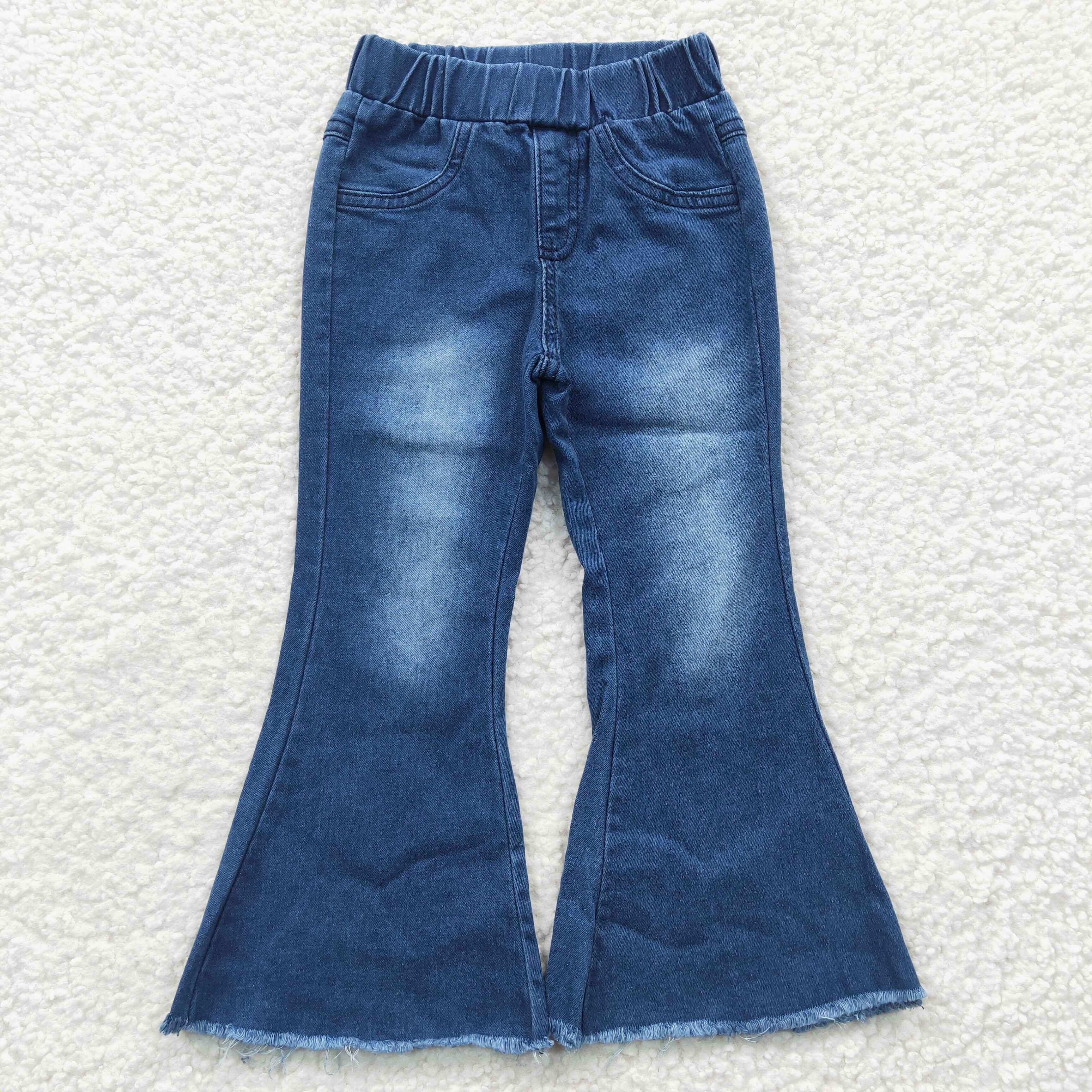 P0070 Girls Blue Jeans Bell Bottom Pants – ZHOHAO03