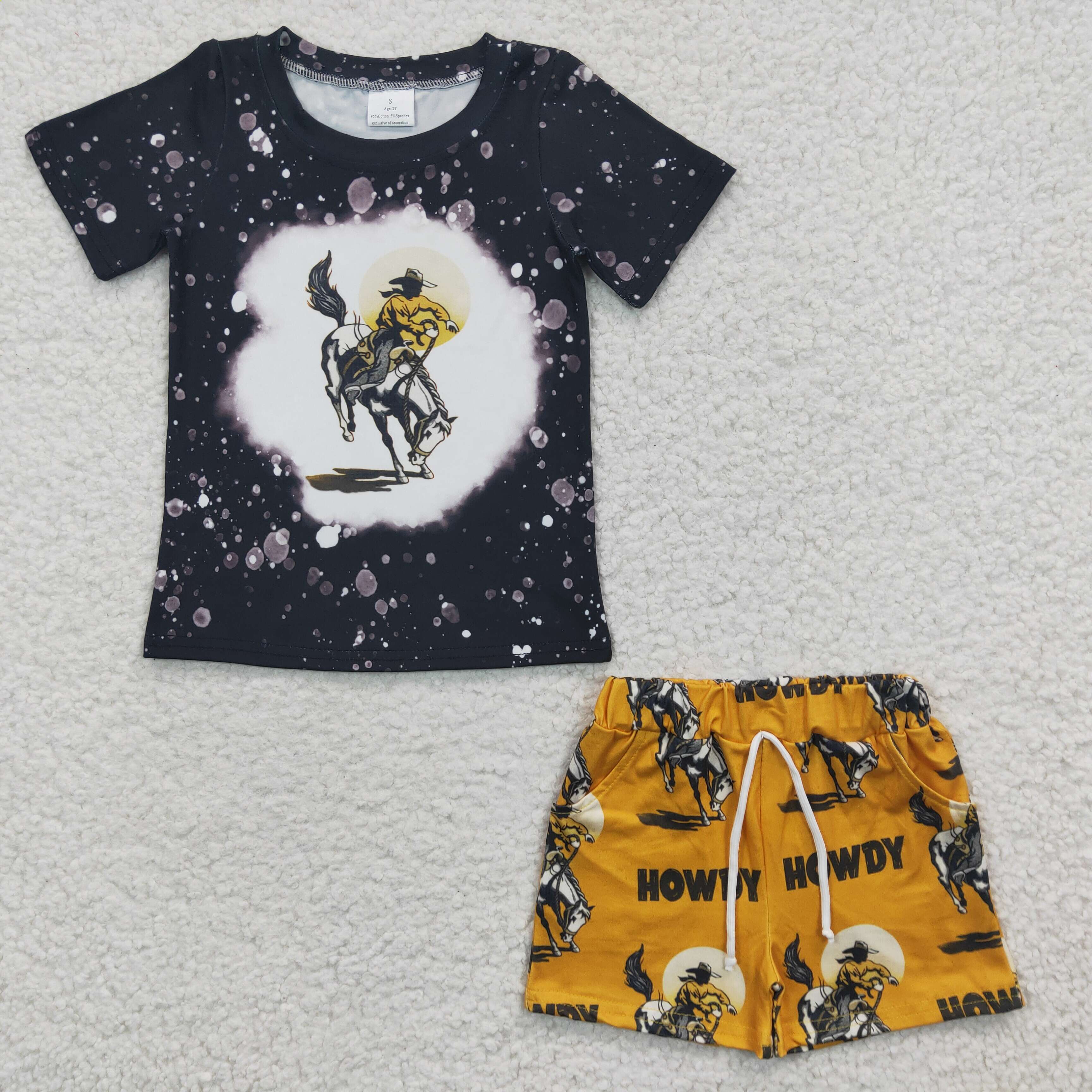 Boys Cowboy Outfits Short Sleeves Howdy Shorts – ZHOHAO03