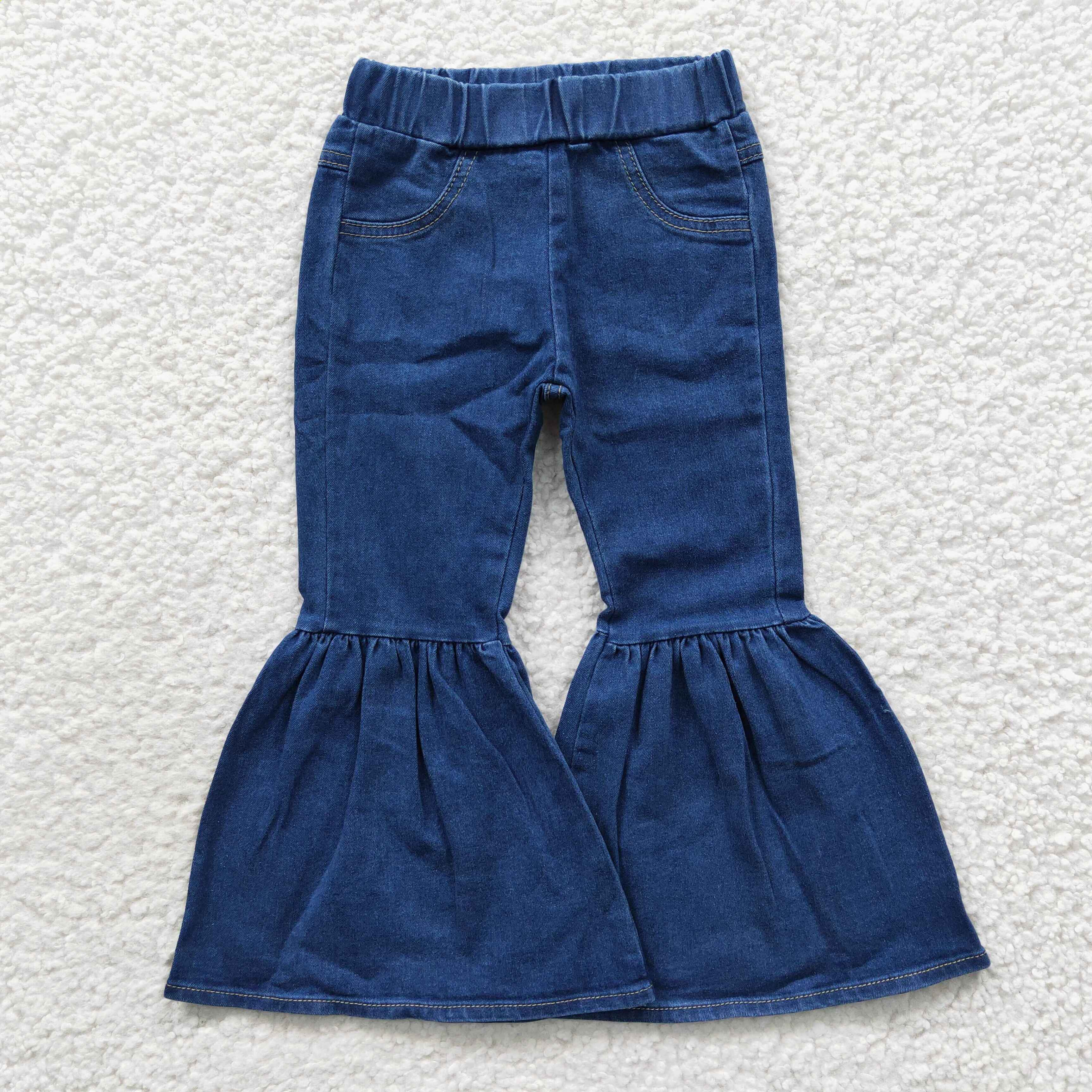 Girls Blue Jeans Bell Bottom Pants – ZHOHAO03