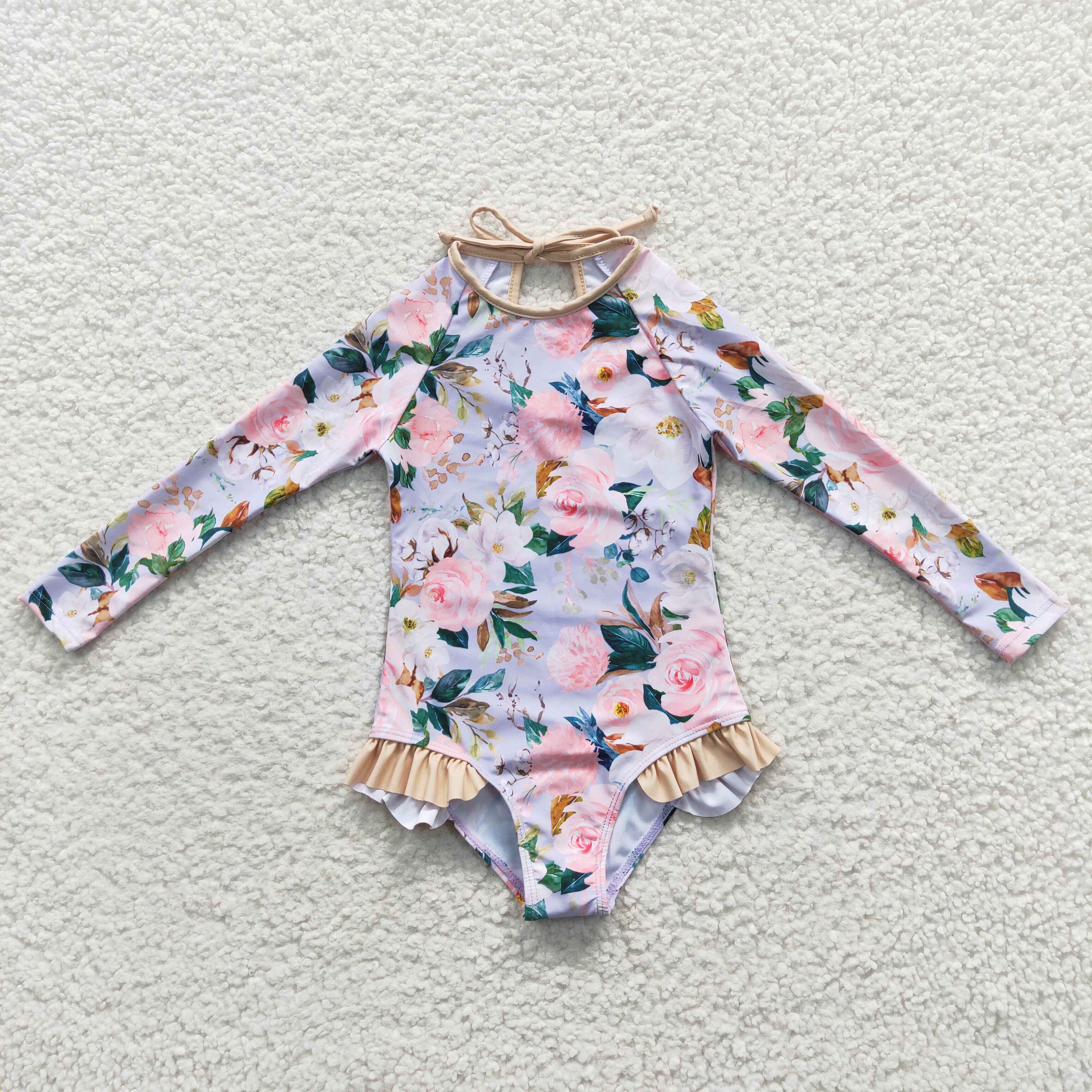 Girls Floral Bathing Suit 1pcs – ZHOHAO03